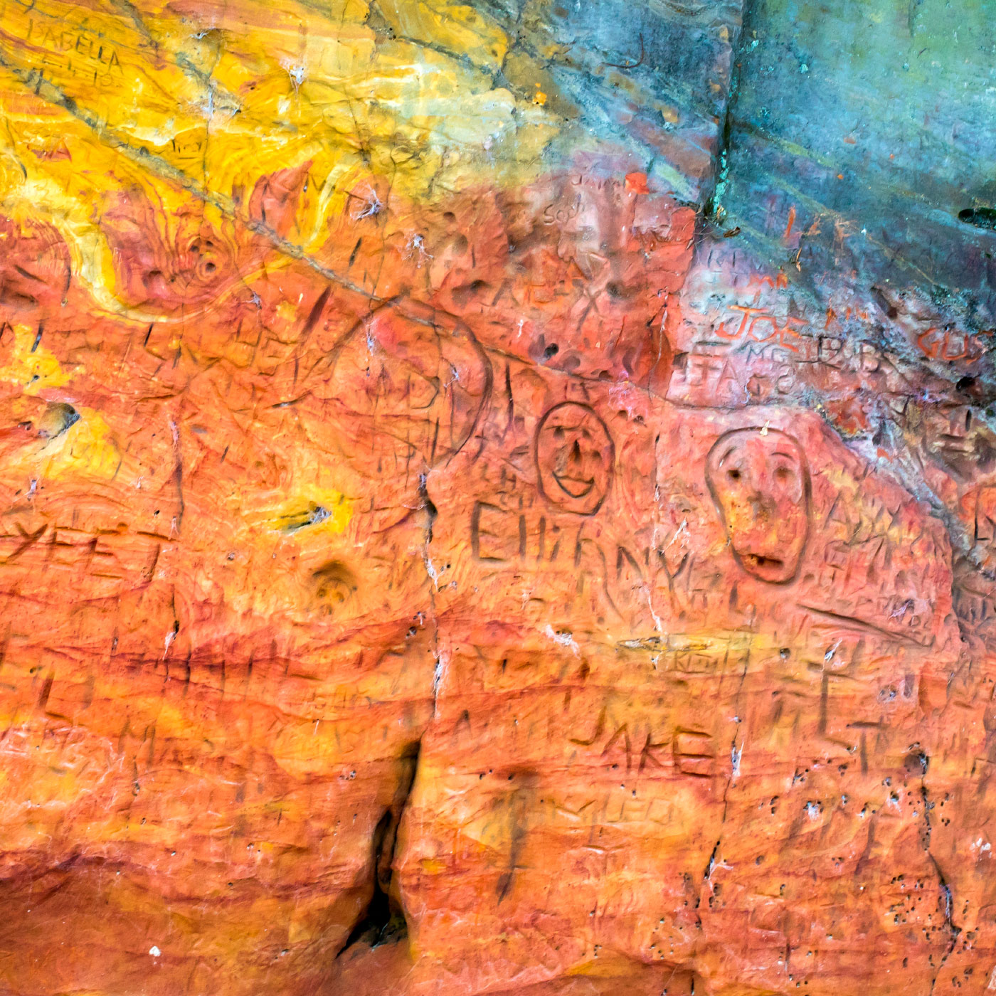Graffiti on the rocks in the Virtual Swanage gallery